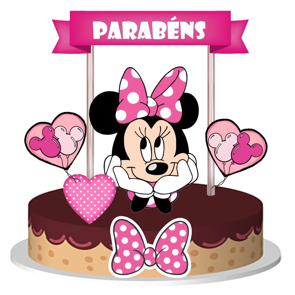 Topo Bolo da Minnie Rosa