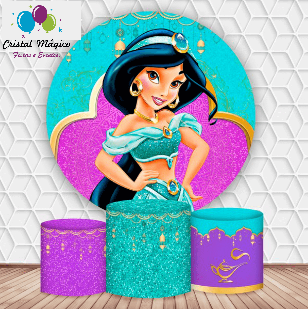 Painel Tecido Sublimado Princesa Jasmine 200cm Cristal M gico