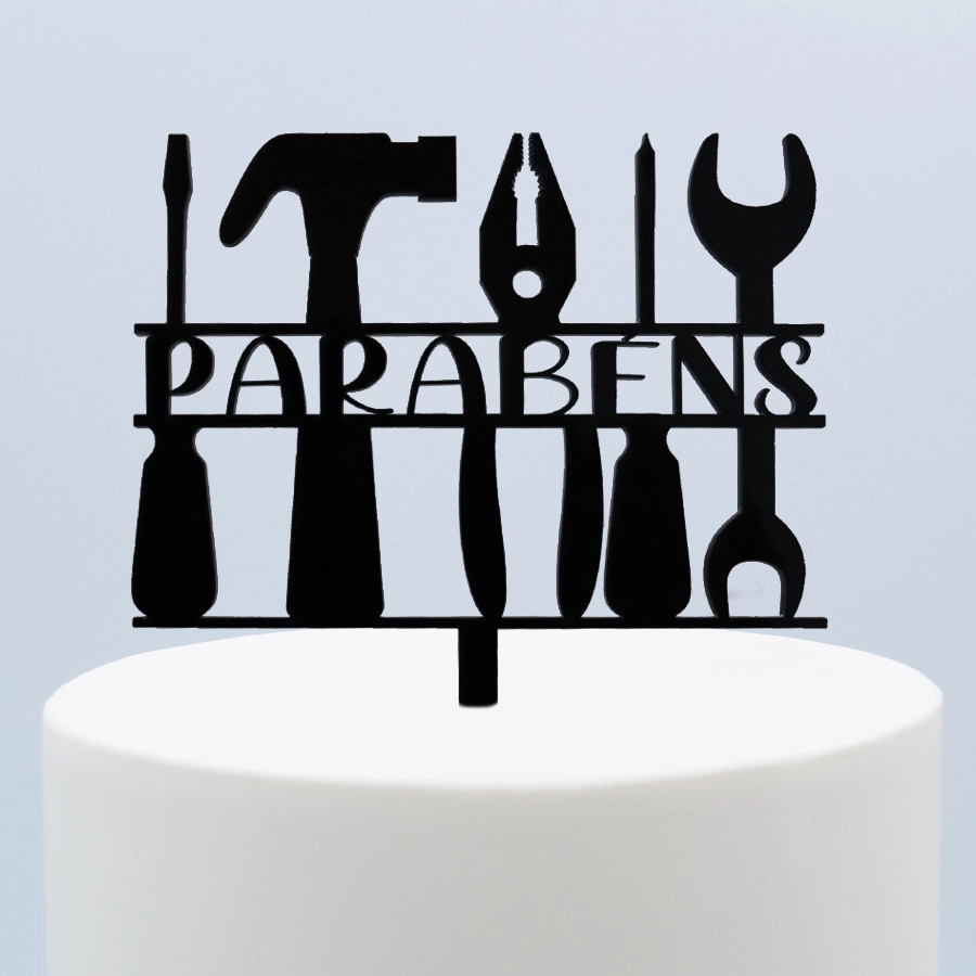 Topo de Bolo Acrílico Ferramentas - Artigos para Festas